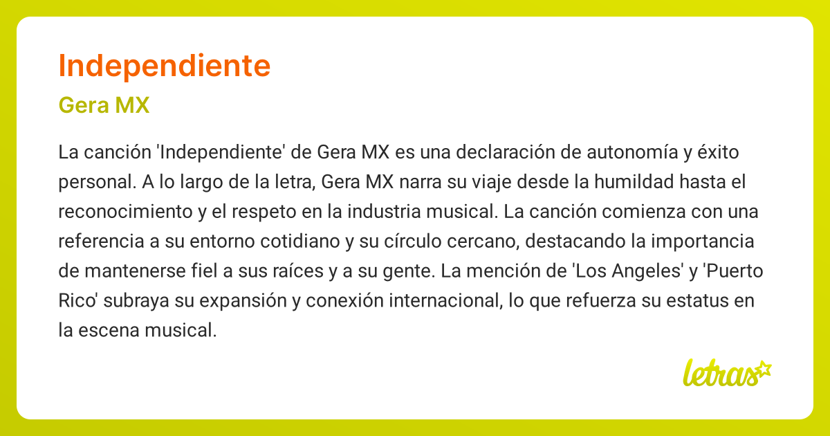 Significado de la canción INDEPENDIENTE (Gera MX) - LETRAS.COM