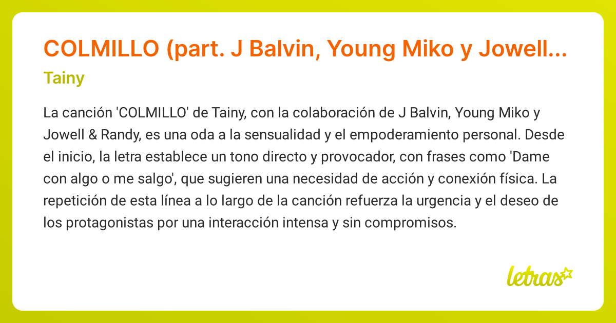 Significado de la canción COLMILLO (part. J Balvin, Young Miko y Jowell ...