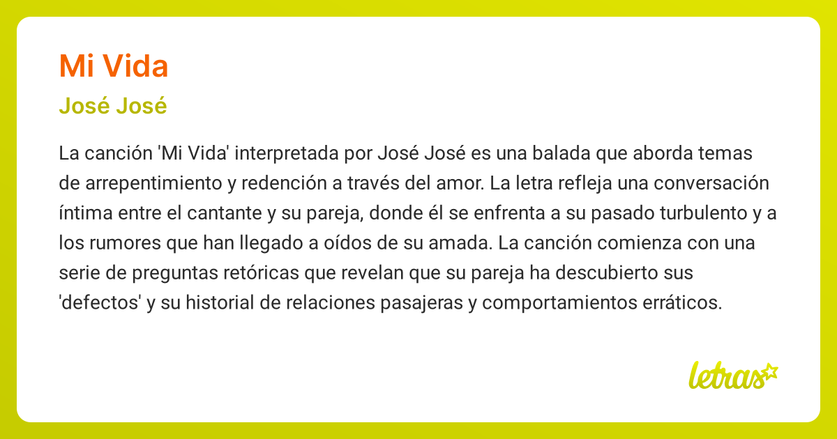 Significado de la canción MI VIDA (José José) - LETRAS.COM