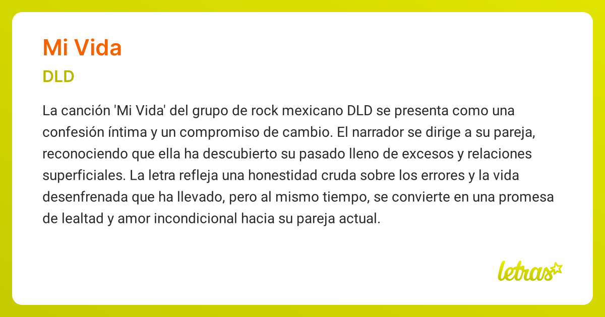 Significado de la canción MI VIDA (DLD) - LETRAS.COM