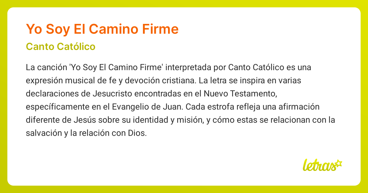 Significado de la canción YO SOY EL CAMINO FIRME (Canto Católico ...