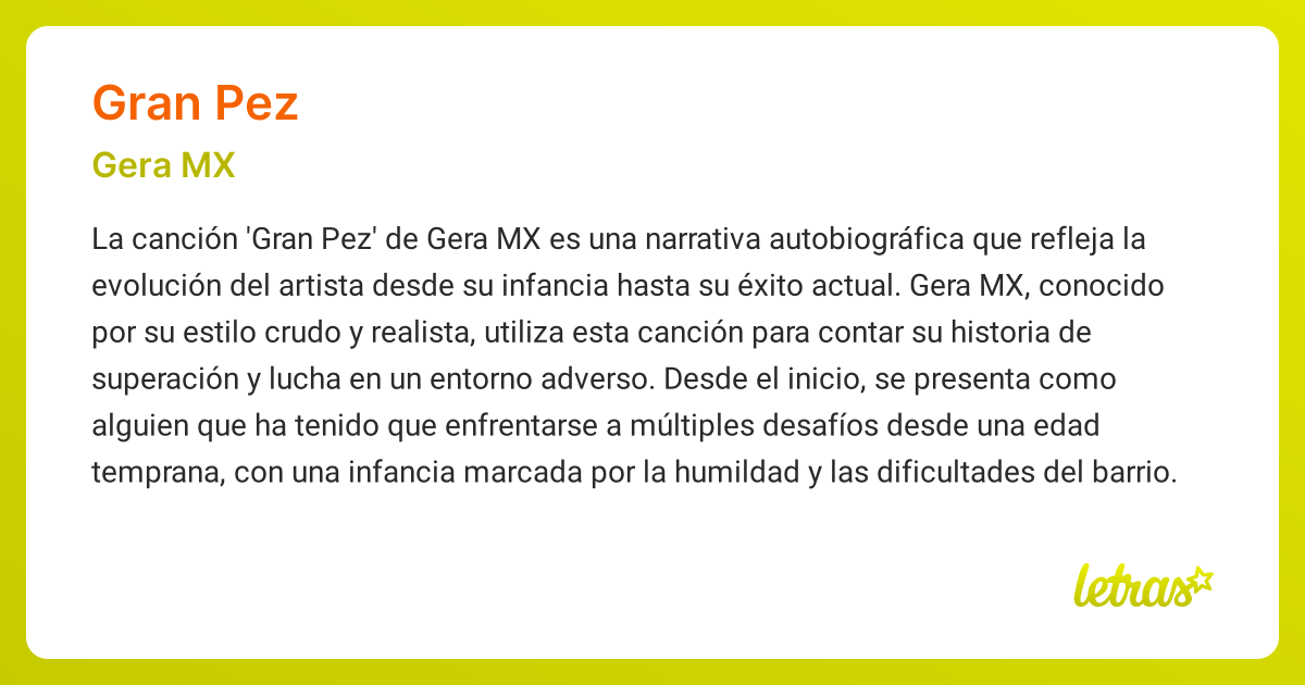 Significado de la canción GRAN PEZ (Gera MX) - LETRAS.COM