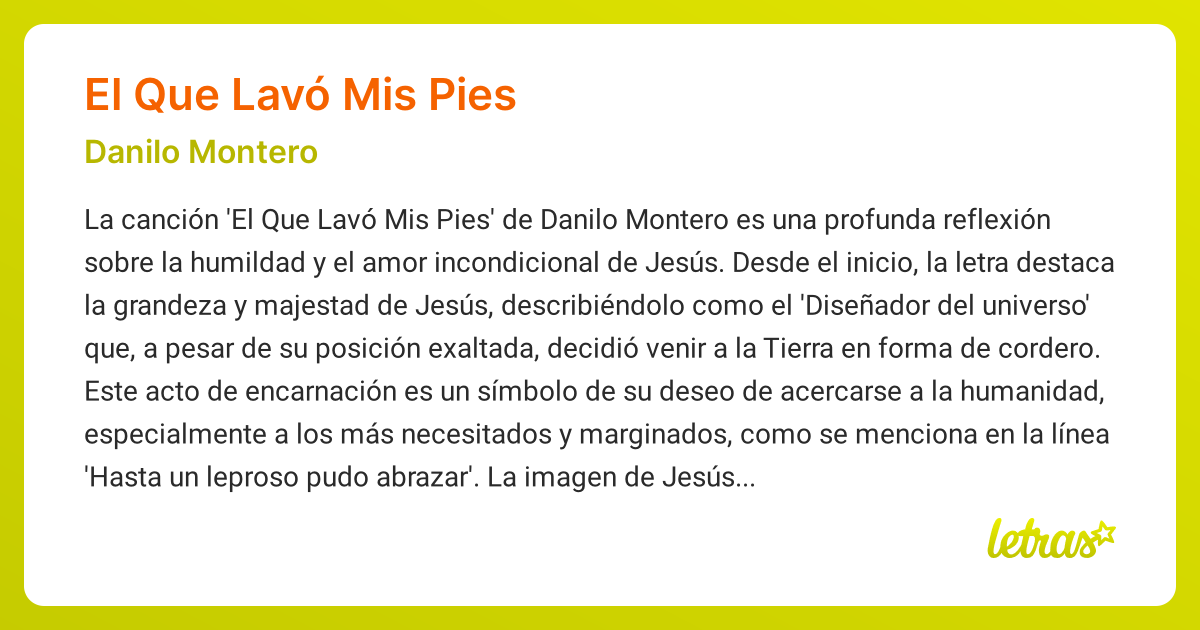 Significado de la canción EL QUE LAVÓ MIS PIES (Danilo Montero ...