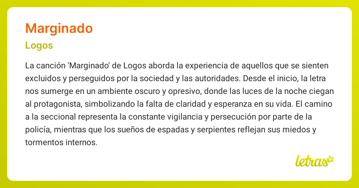 Significado de la canción MARGINADO (Logos) - LETRAS.COM
