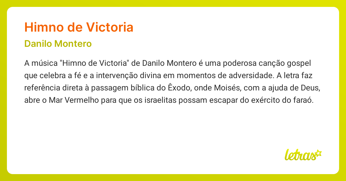 Significado da música HIMNO DE VICTORIA (Danilo Montero) - LETRAS.MUS.BR