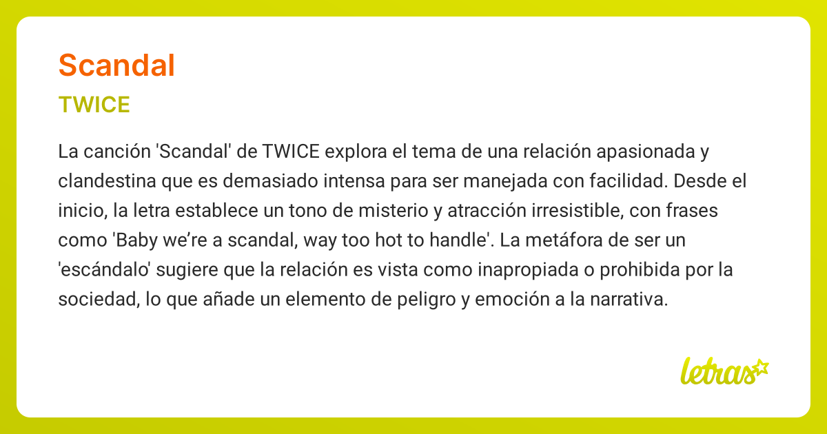 Significado de la canción SCANDAL (TWICE) - LETRAS.COM