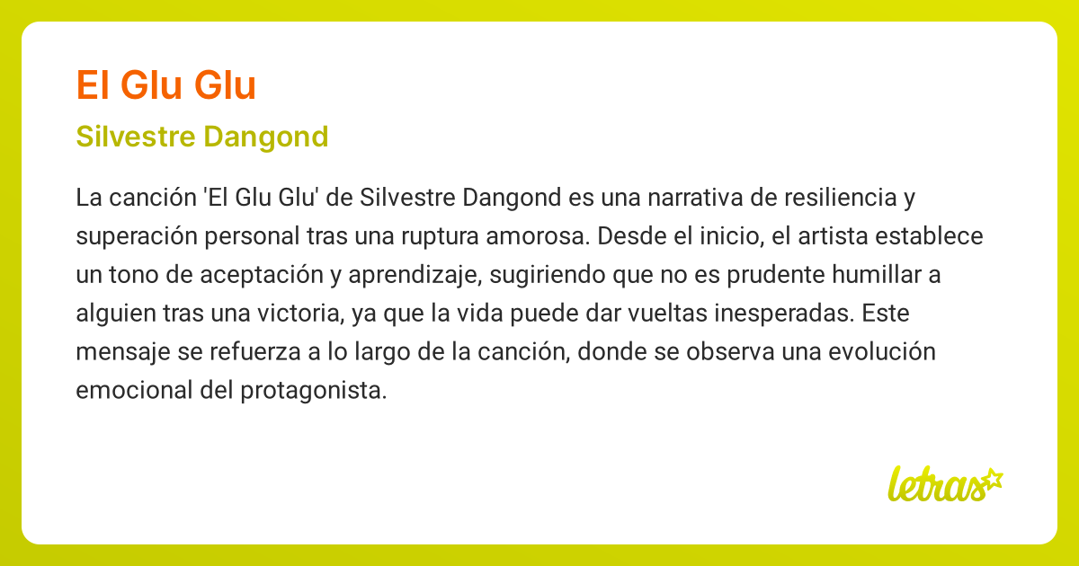 Significado de la canción EL GLU GLU (Silvestre Dangond) - LETRAS.COM