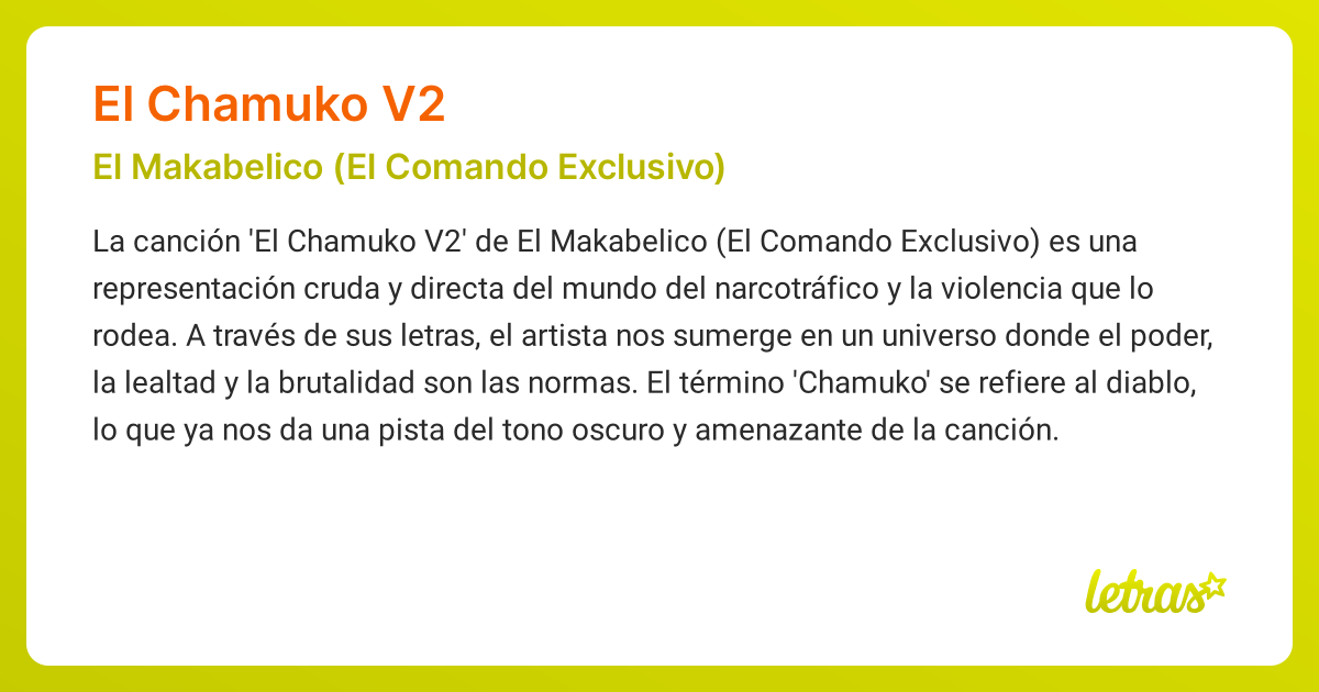 Significado de la canción EL CHAMUKO V2 (El Makabelico (El Comando ...
