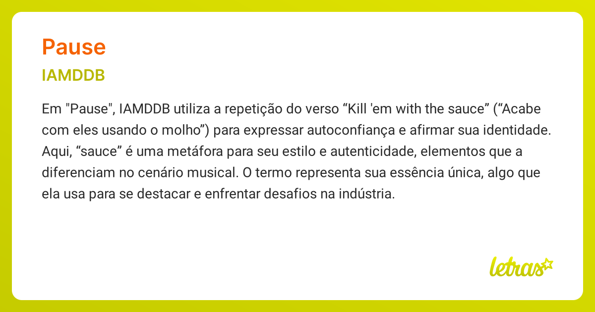 Significado da música PAUSE (IAMDDB) - LETRAS.MUS.BR