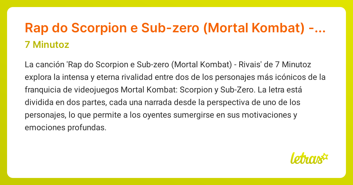 Significado de la canción Rap do Scorpion e Sub-zero (Mortal Kombat ...