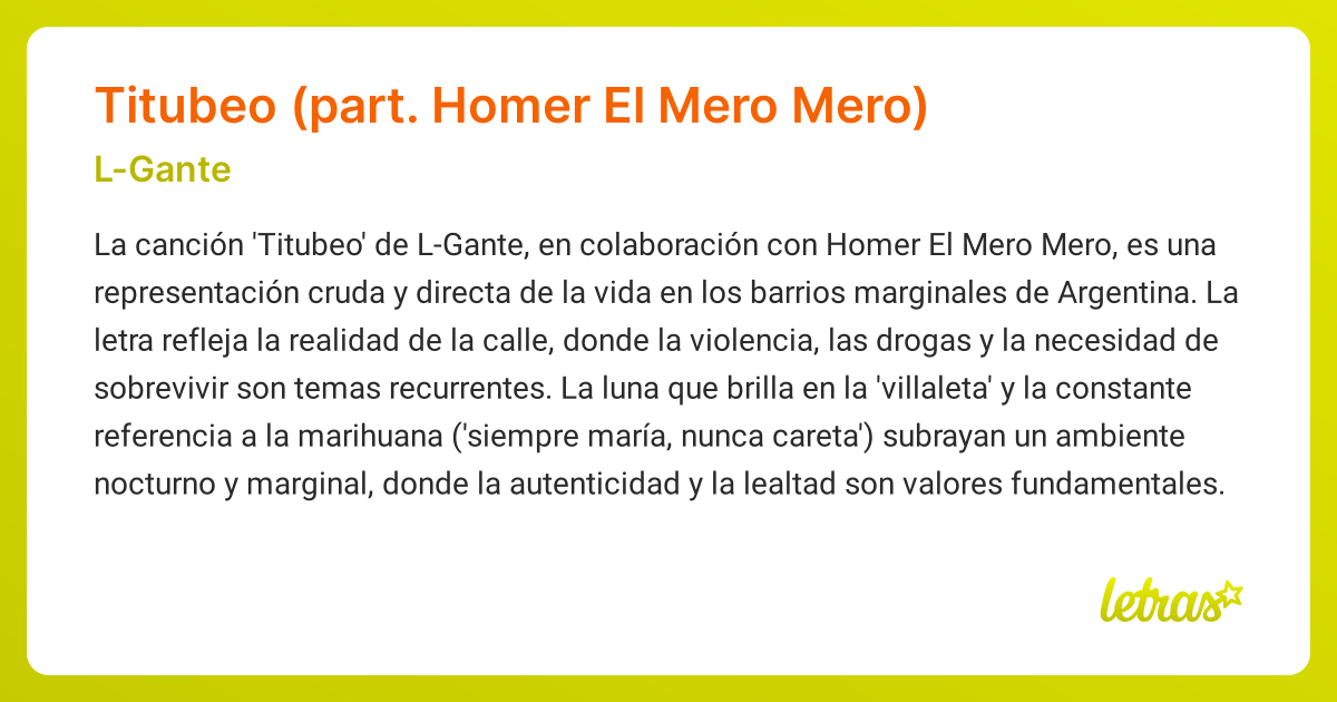 Significado de la canción Titubeo (part. Homer El Mero Mero) (L-Gante ...