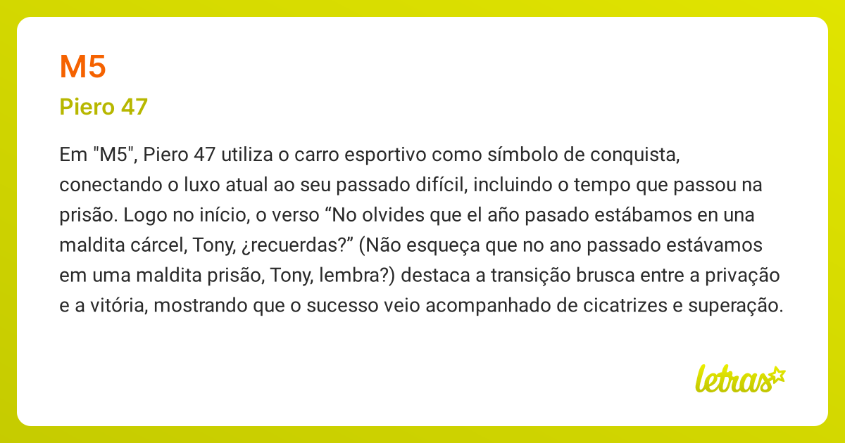 Significado da música M5 (Piero 47) - LETRAS.MUS.BR