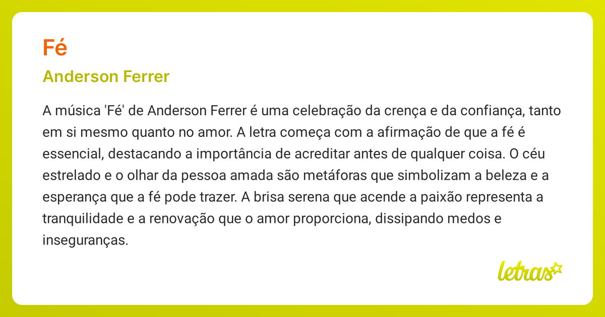 Significado da música FÉ (Anderson Ferrer) - LETRAS.MUS.BR
