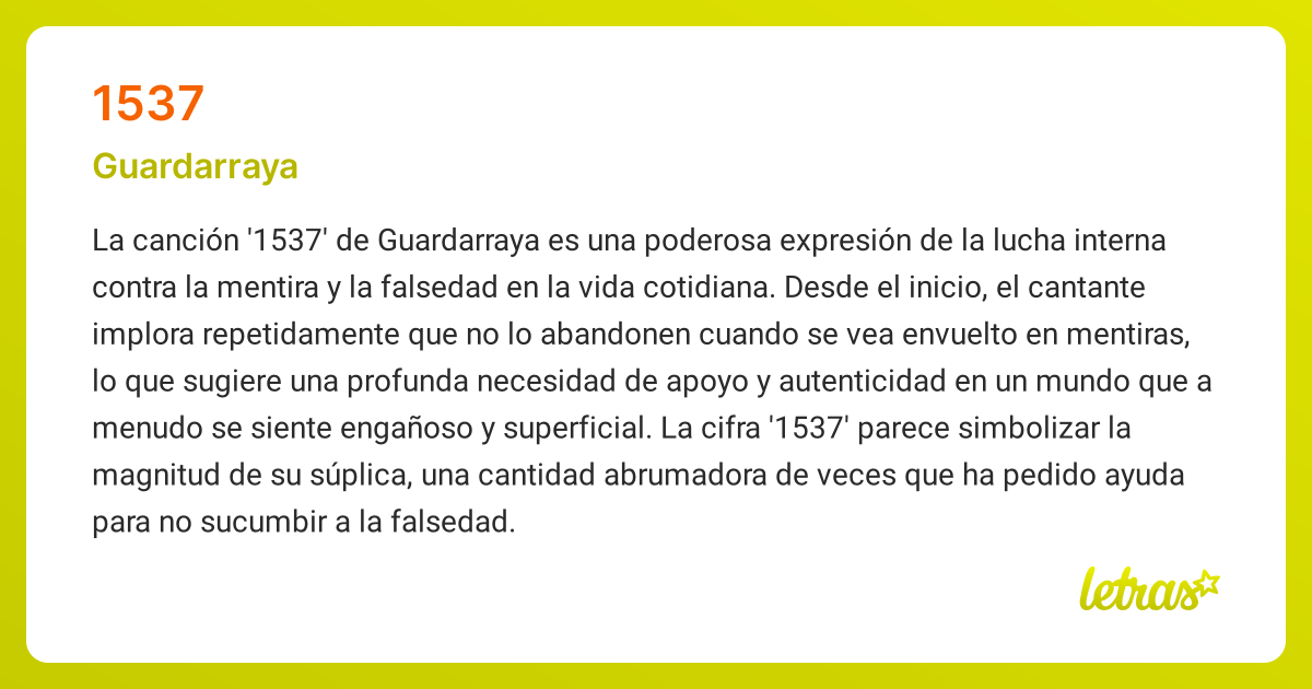 Significado de la canción 1537 (Guardarraya) - LETRAS.COM