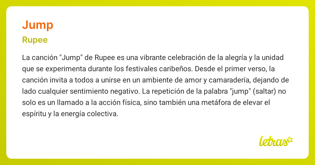 Significado de la canción JUMP (Rupee) - LETRAS.COM