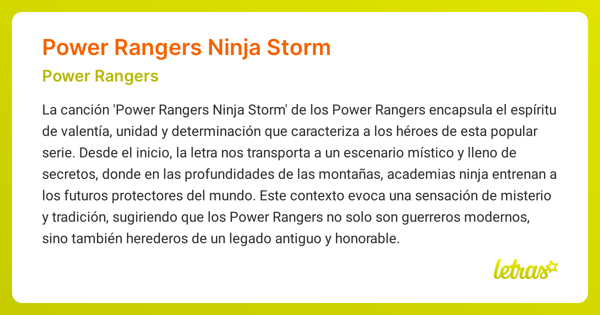 Significado de la canción POWER RANGERS NINJA STORM (Power Rangers ...