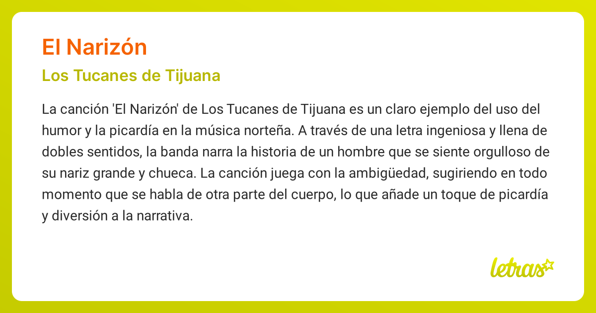 Significado de la canción EL NARIZÓN (Los Tucanes de Tijuana) - LETRAS.COM