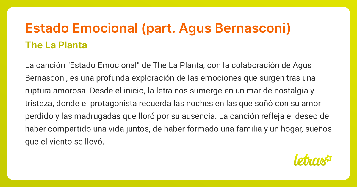 Significado de la canción Estado Emocional (part. Agus Bernasconi) (The ...