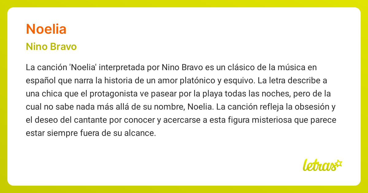 Significado de la canción NOELIA (Nino Bravo) - LETRAS.COM