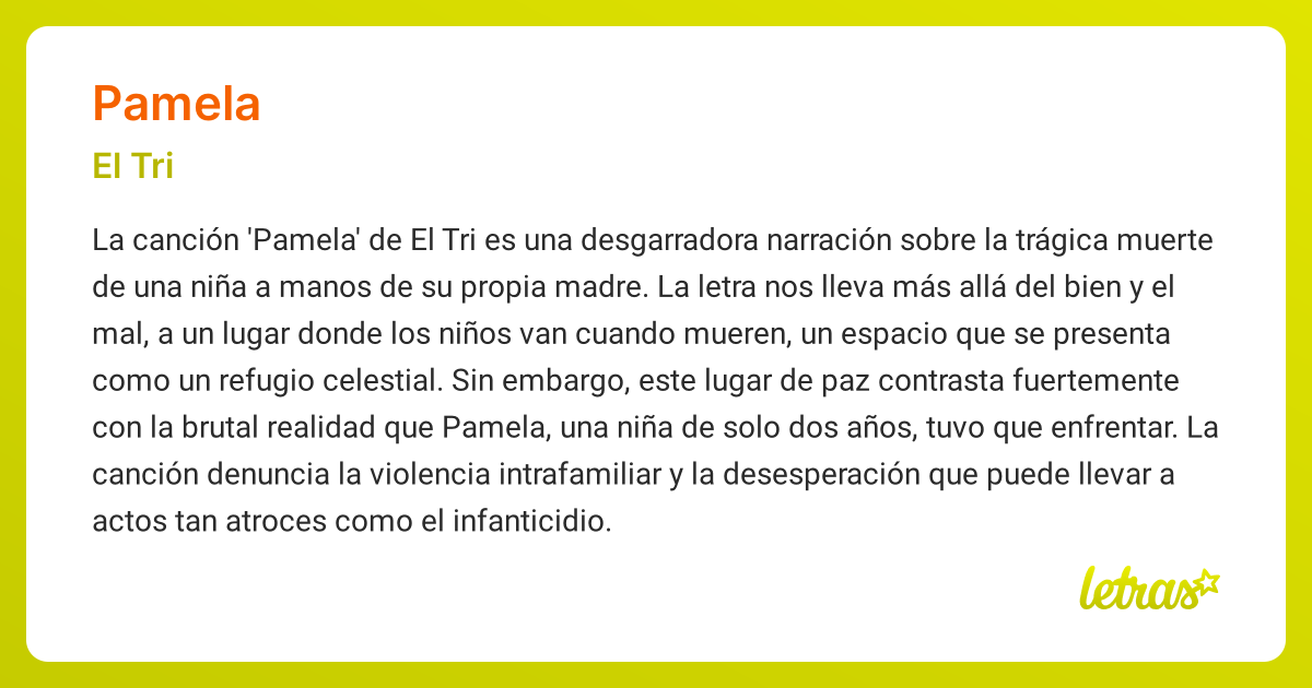 Significado de la canción PAMELA (El Tri) - LETRAS.COM