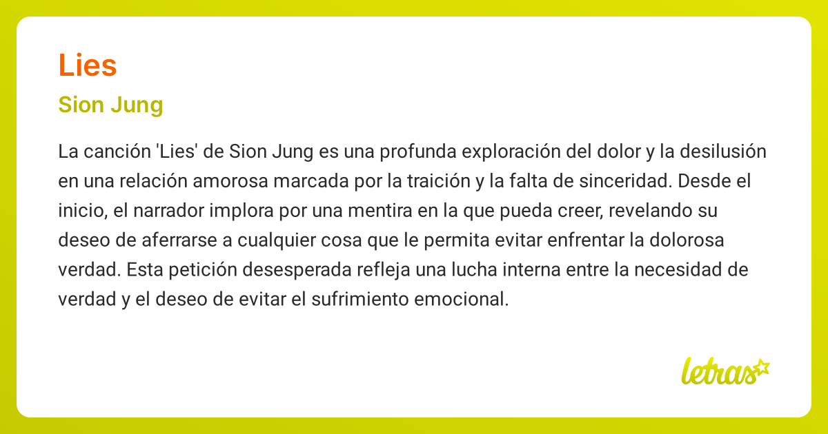 Significado de la canción LIES (Sion Jung) - LETRAS.COM