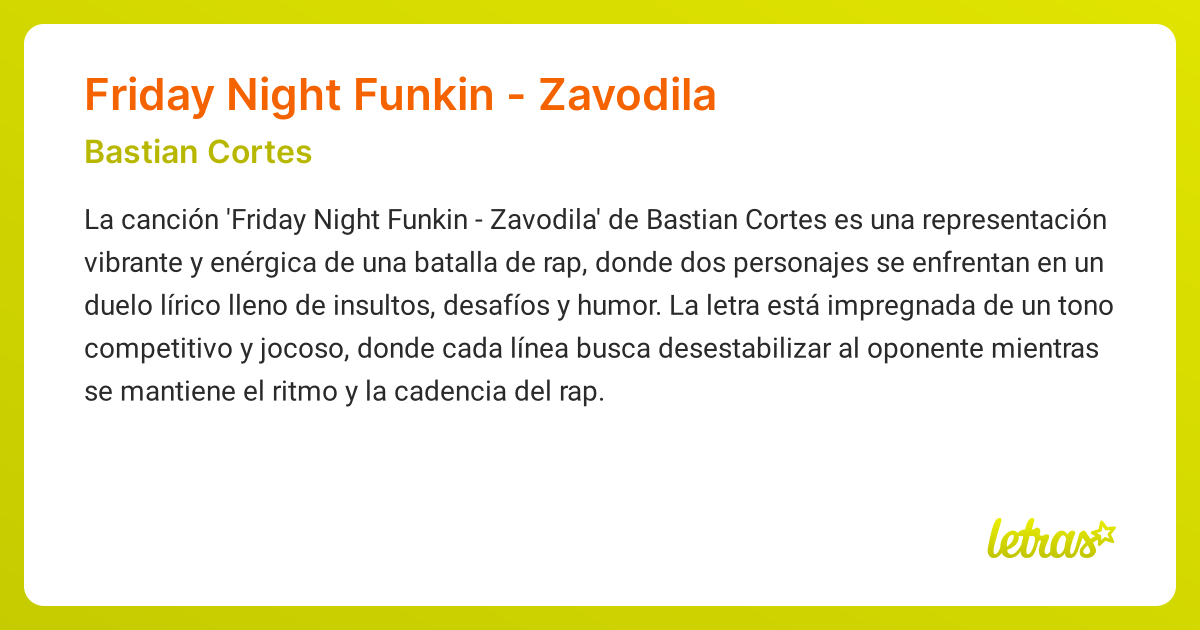 Significado de la canción FRIDAY NIGHT FUNKIN - ZAVODILA (Bastian ...