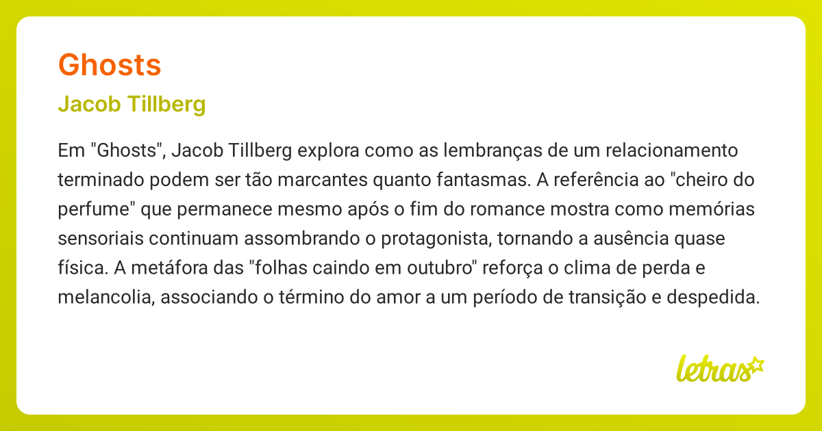 Significado da música GHOSTS (Jacob Tillberg) - LETRAS.MUS.BR