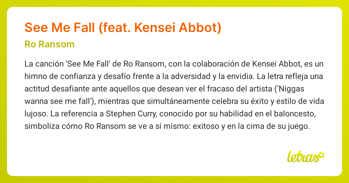 Significado de la canción See Me Fall (feat. Kensei Abbot) (Ro Ransom ...
