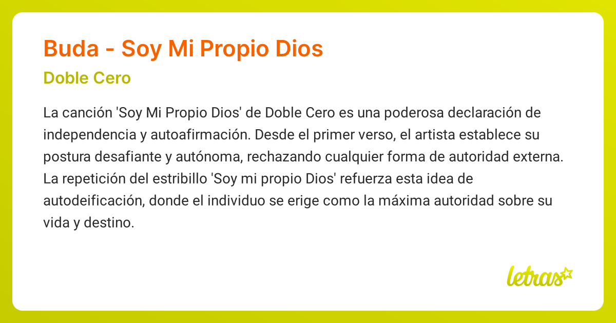 Significado de la canción BUDA - SOY MI PROPIO DIOS (Doble Cero ...