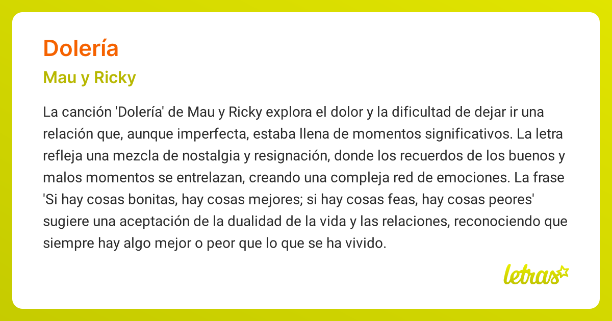 Significado de la canción DOLERÍA (Mau y Ricky) - LETRAS.COM