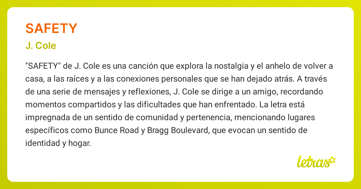 Significado de la canción SAFETY (J. Cole) - LETRAS.COM
