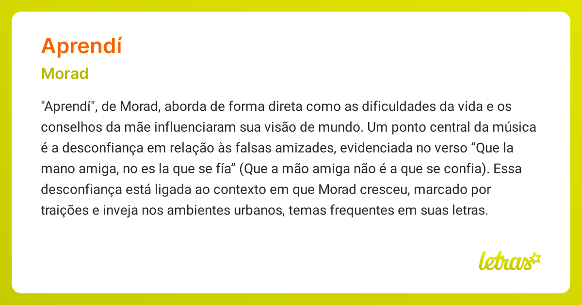 Significado Da Música Aprendí Morad Letras Mus Br