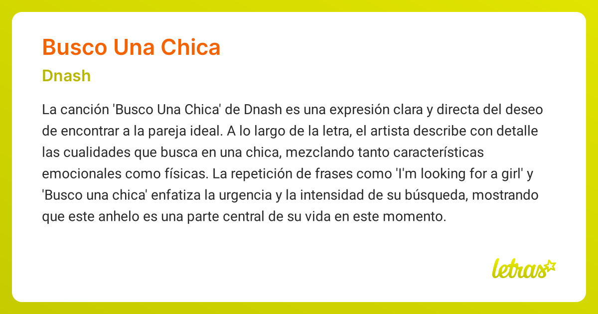 Significado de la canción BUSCO UNA CHICA (Dnash) - LETRAS.COM