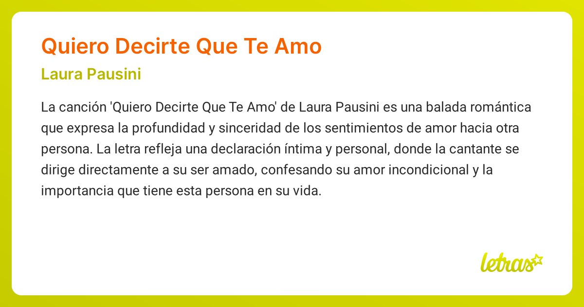 Significado de la canción QUIERO DECIRTE QUE TE AMO (Laura Pausini ...