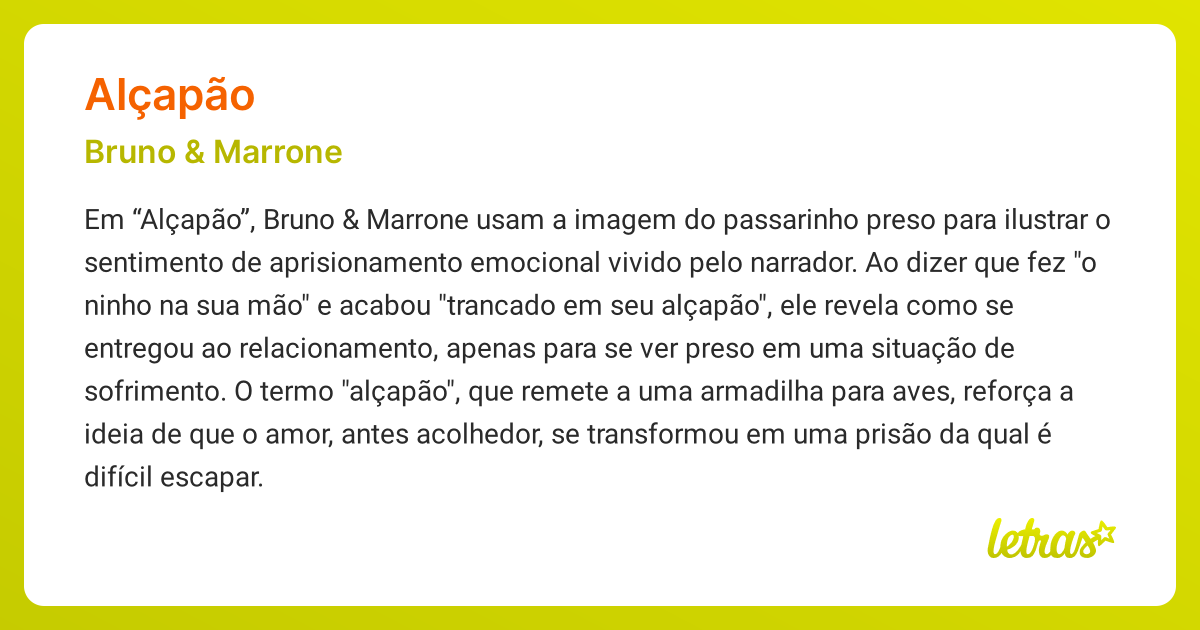 Significado da música ALÇAPÃO (Bruno & Marrone) - LETRAS.MUS.BR