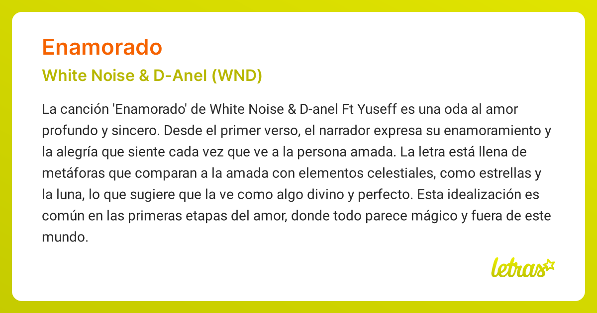 Significado de la canción ENAMORADO (White Noise & D-Anel (WND ...