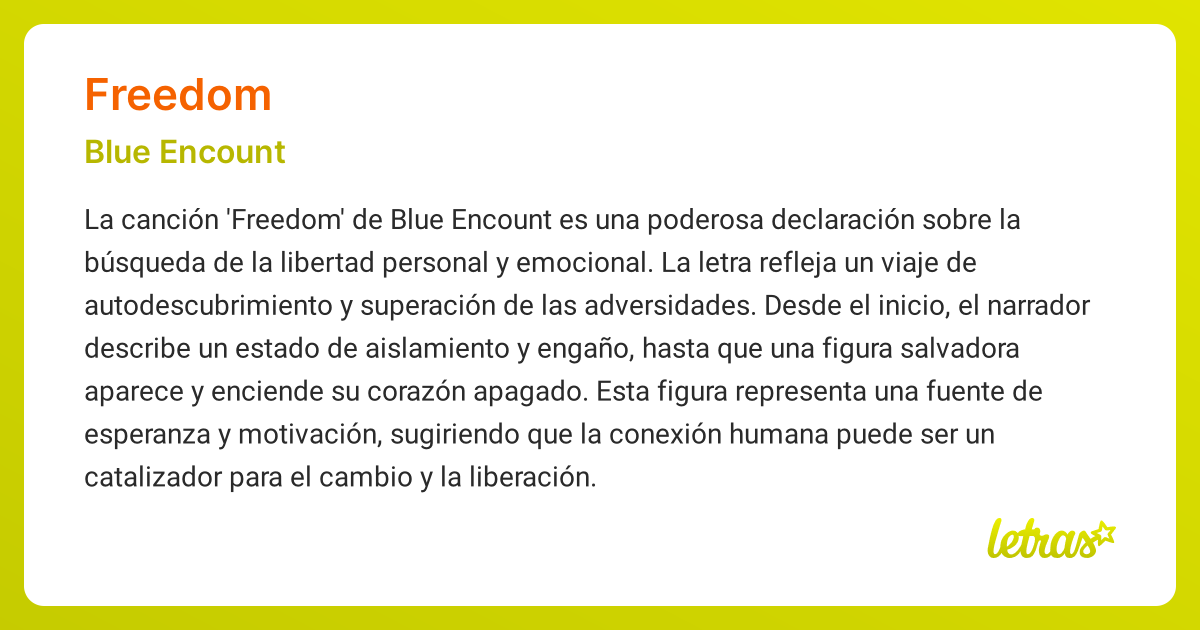 Significado de la canción FREEDOM (Blue Encount) - LETRAS.COM
