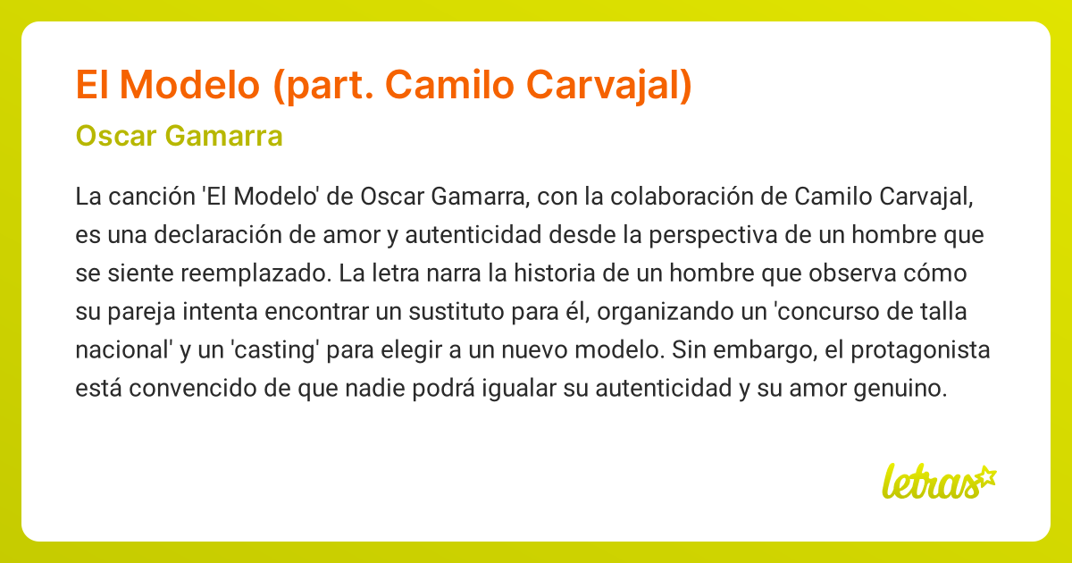 Significado de la canción El Modelo (part. Camilo Carvajal) (Oscar ...