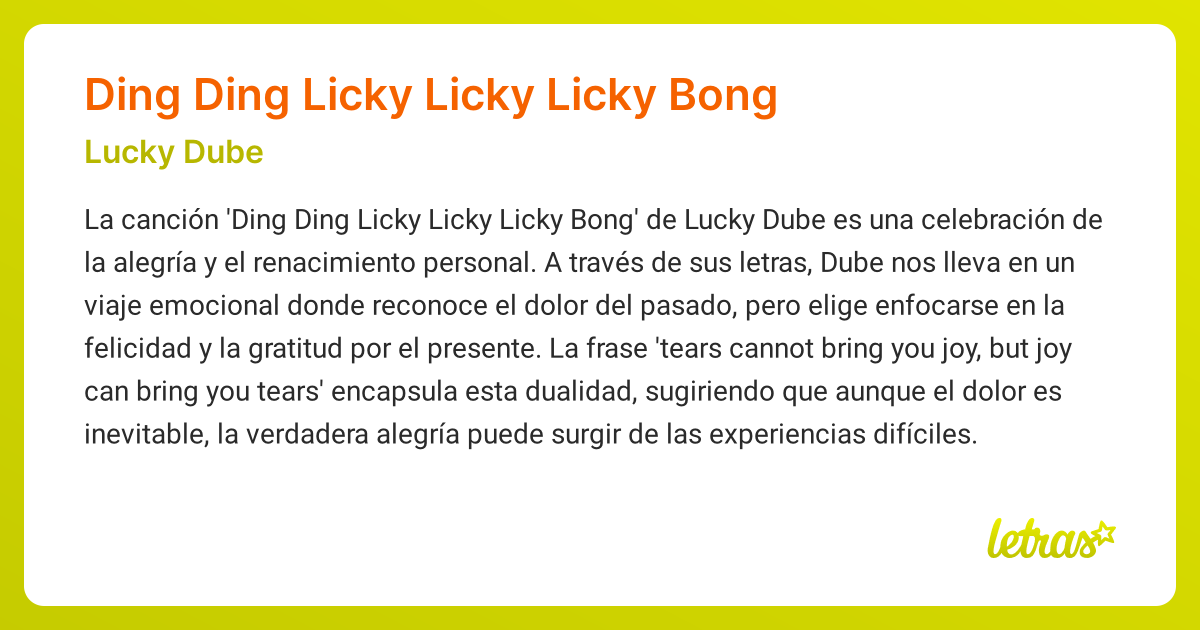 Significado de la canción Ding Ding Licky Licky Licky Bong (Lucky Dube ...
