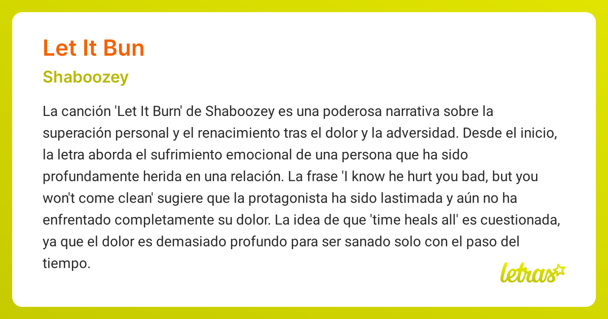 Significado de la canción LET IT BUN (Shaboozey) - LETRAS.COM