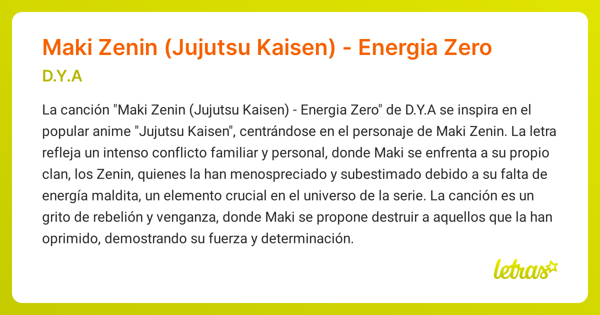 Significado de la canción Maki Zenin (Jujutsu Kaisen) - Energia Zero (D ...