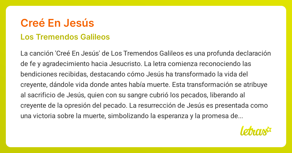Significado de la canción CREÉ EN JESÚS (Los Tremendos Galileos ...