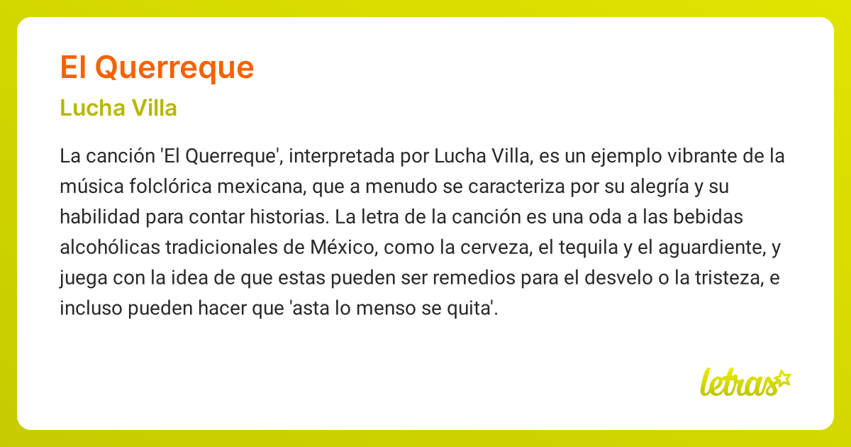 Significado de la canción EL QUERREQUE (Lucha Villa) - LETRAS.COM