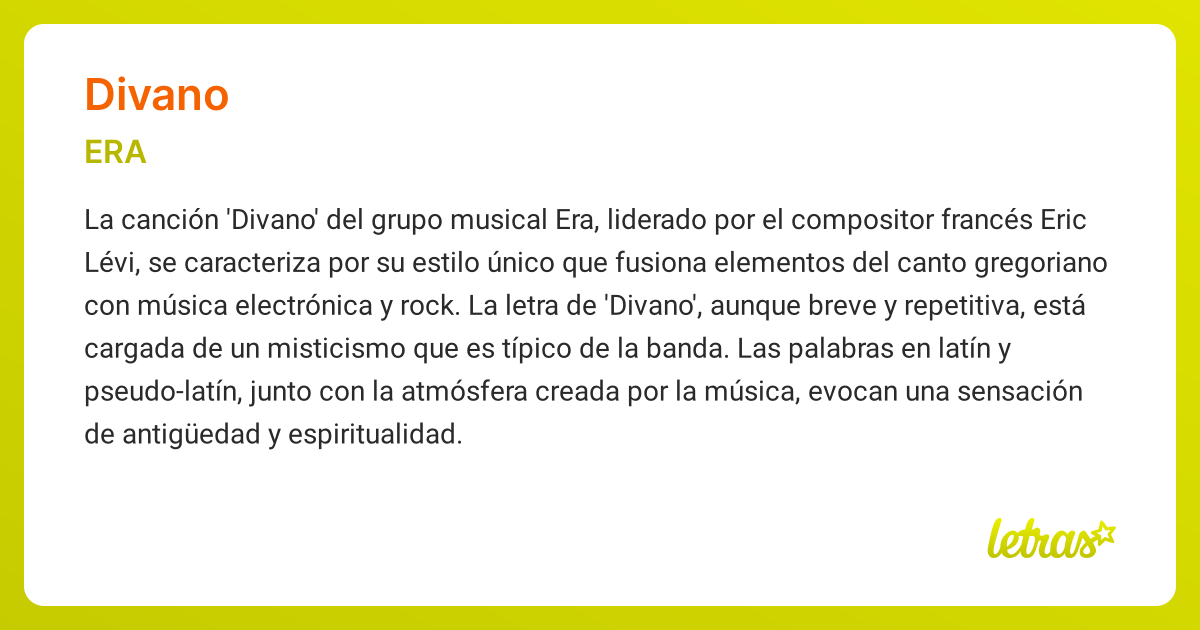Significado de la canción DIVANO (ERA) - LETRAS.COM