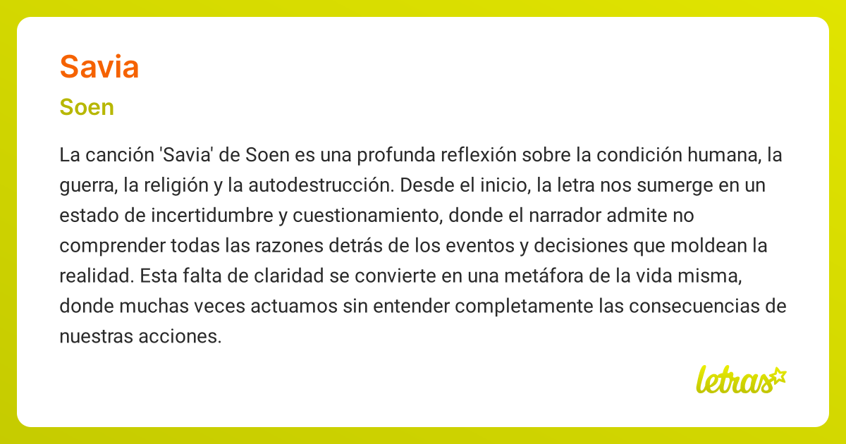 Significado de la canción SAVIA (Soen) - LETRAS.COM