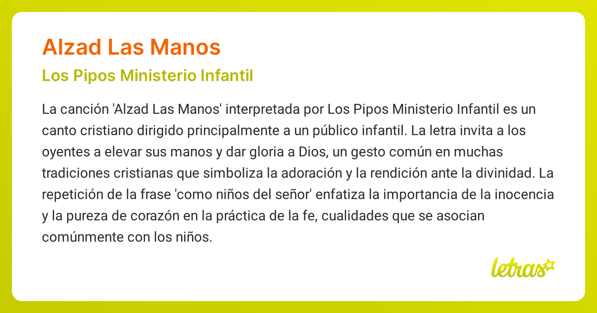 Significado de la canción ALZAD LAS MANOS (Los Pipos Ministerio ...