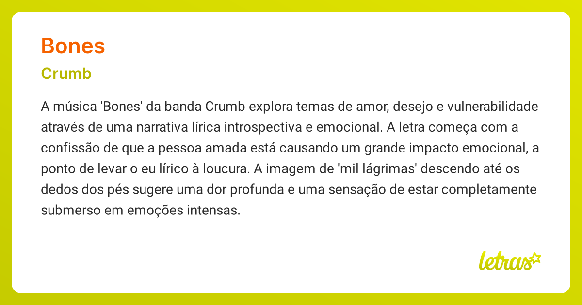 Significado da música BONES (Crumb) - LETRAS.MUS.BR