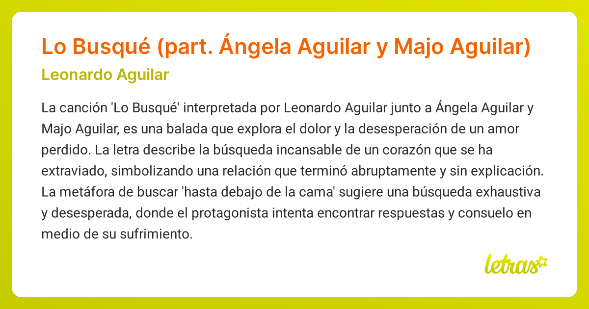 Significado de la canción Lo Busqué (part. Ángela Aguilar y Majo ...
