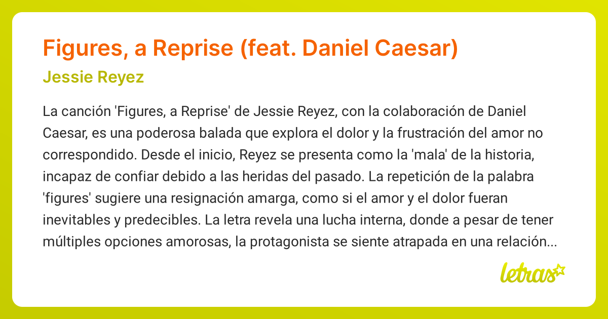Significado de la canción Figures, a Reprise (feat. Daniel Caesar ...