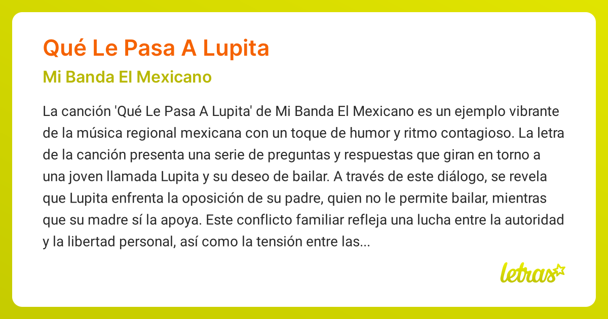 Significado De La Canción QuÉ Le Pasa A Lupita Mi Banda El Mexicano 4352